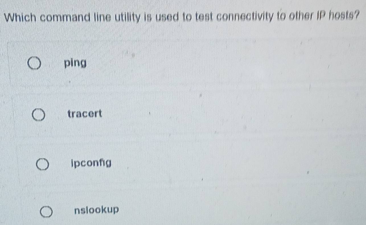 Solved: Which command line utility is used to test connectivity to ...
