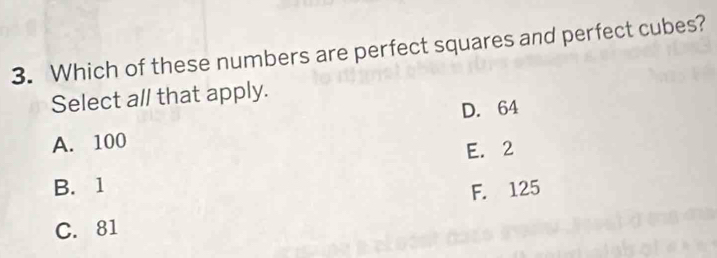 Solved: Which of these numbers are perfect squares and perfect cubes ...