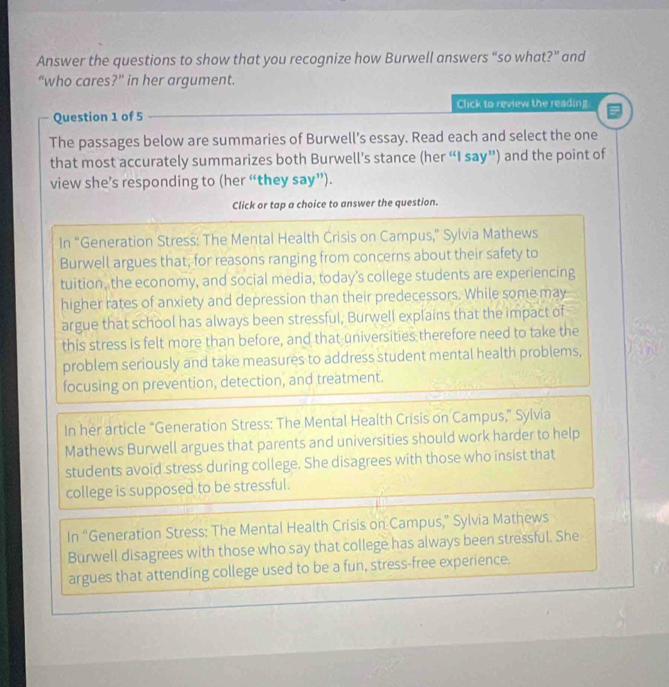 Solved: Answer the questions to show that you recognize how Burwell answers “so what?” and “who ...
