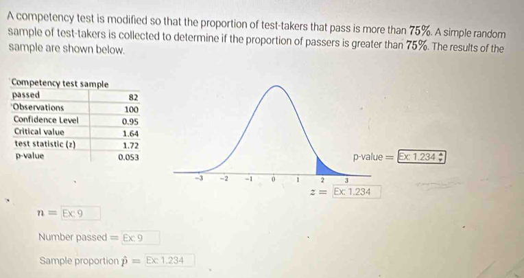 Solved: A competency test is modified so that the proportion of test ...