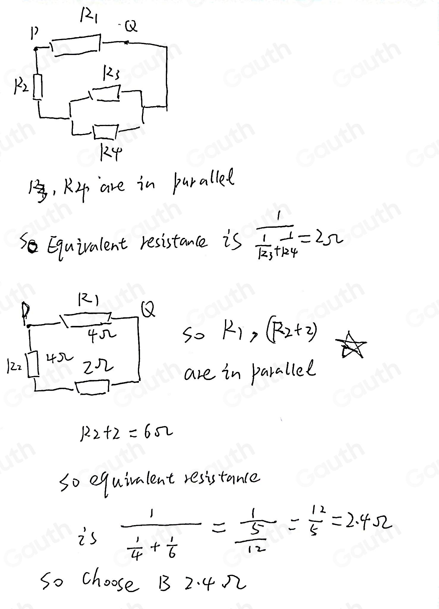 Solved: Four resistors of 4Ω each are connected as shown. What is the ...