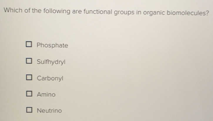 Solved: Which of the following are functional groups in organic ...