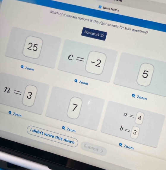 Solved: Sparx Maths Which of these six options is the right answer for ...