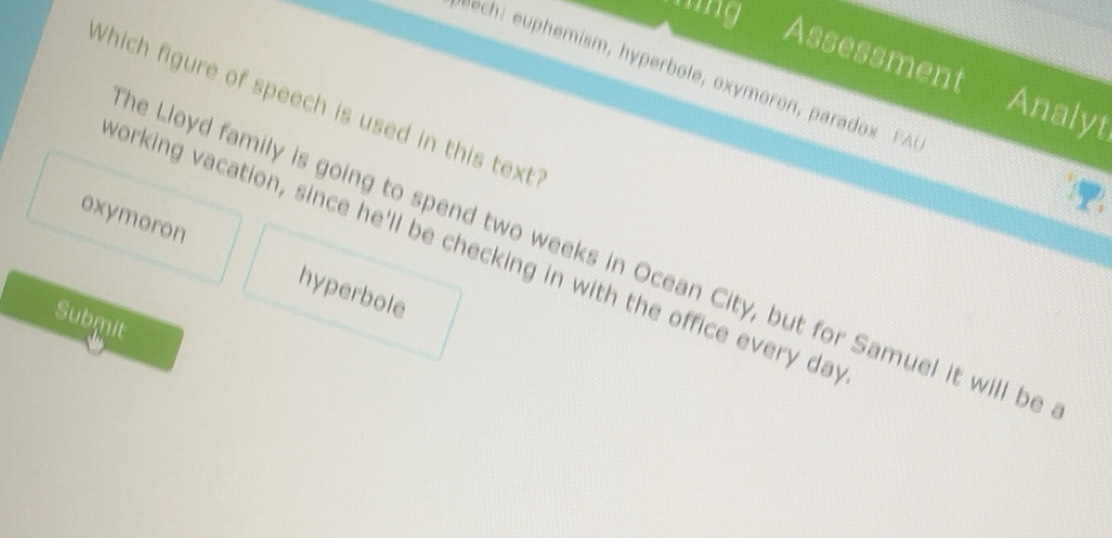 Solved: ling Assessment Analyt eech: euphemism, hyperbole, oxymoron ...