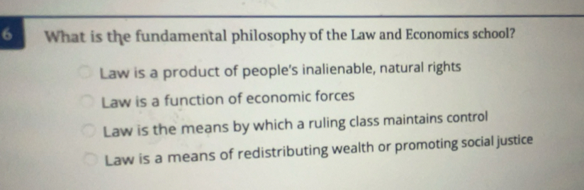 Solved: What is the fundamental philosophy of the Law and Economics ...