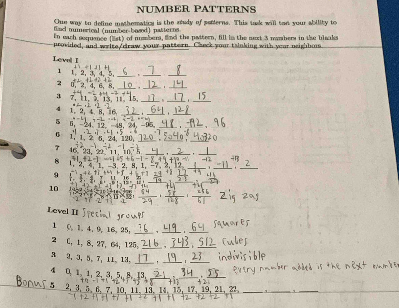 Solved: NUMBER PATTERNS One way to define mathematics is the study of ...