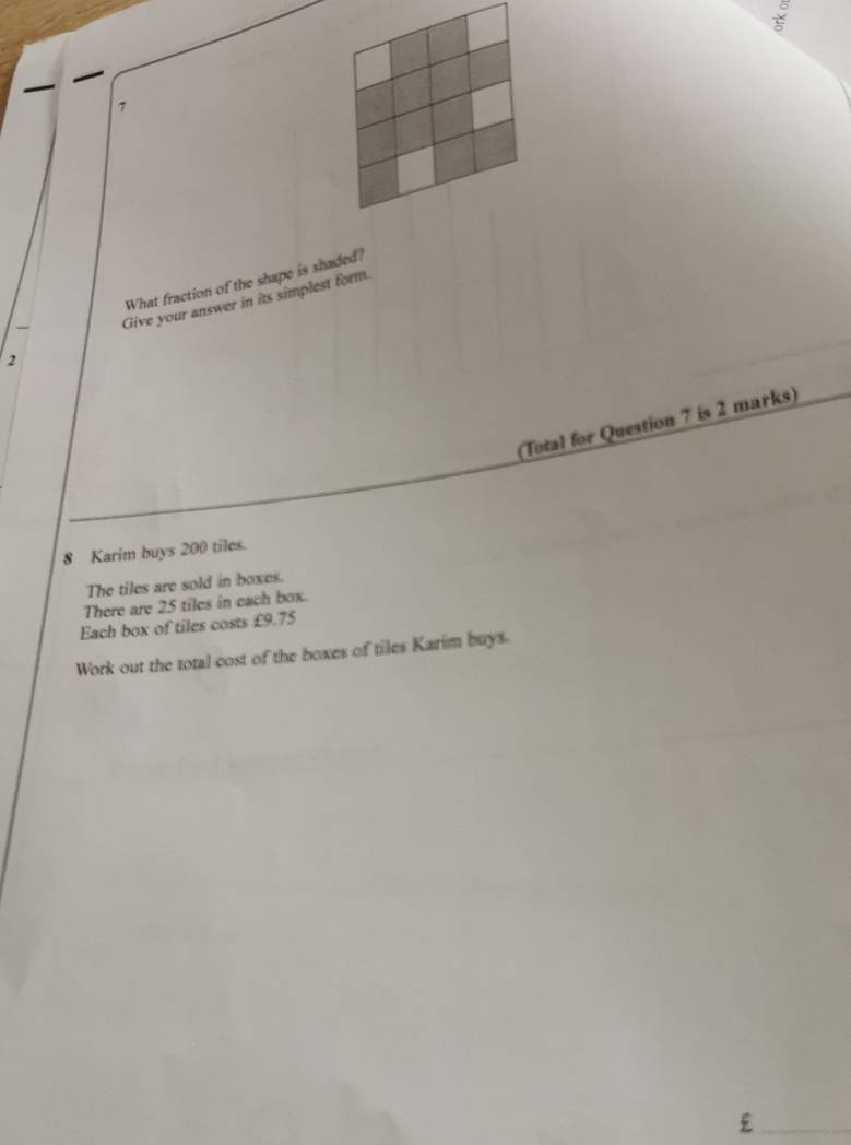 Solved: What fraction of the shape is shaded? Give your answer in its ...