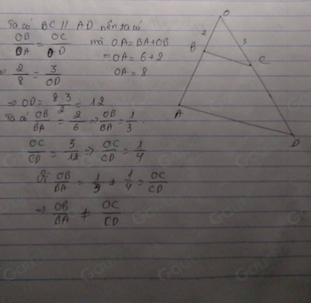 Giải quyết:Cho OBC có OB=2cm, OC=3cm. Trên tia đối của tia BO, lấy điểm ...