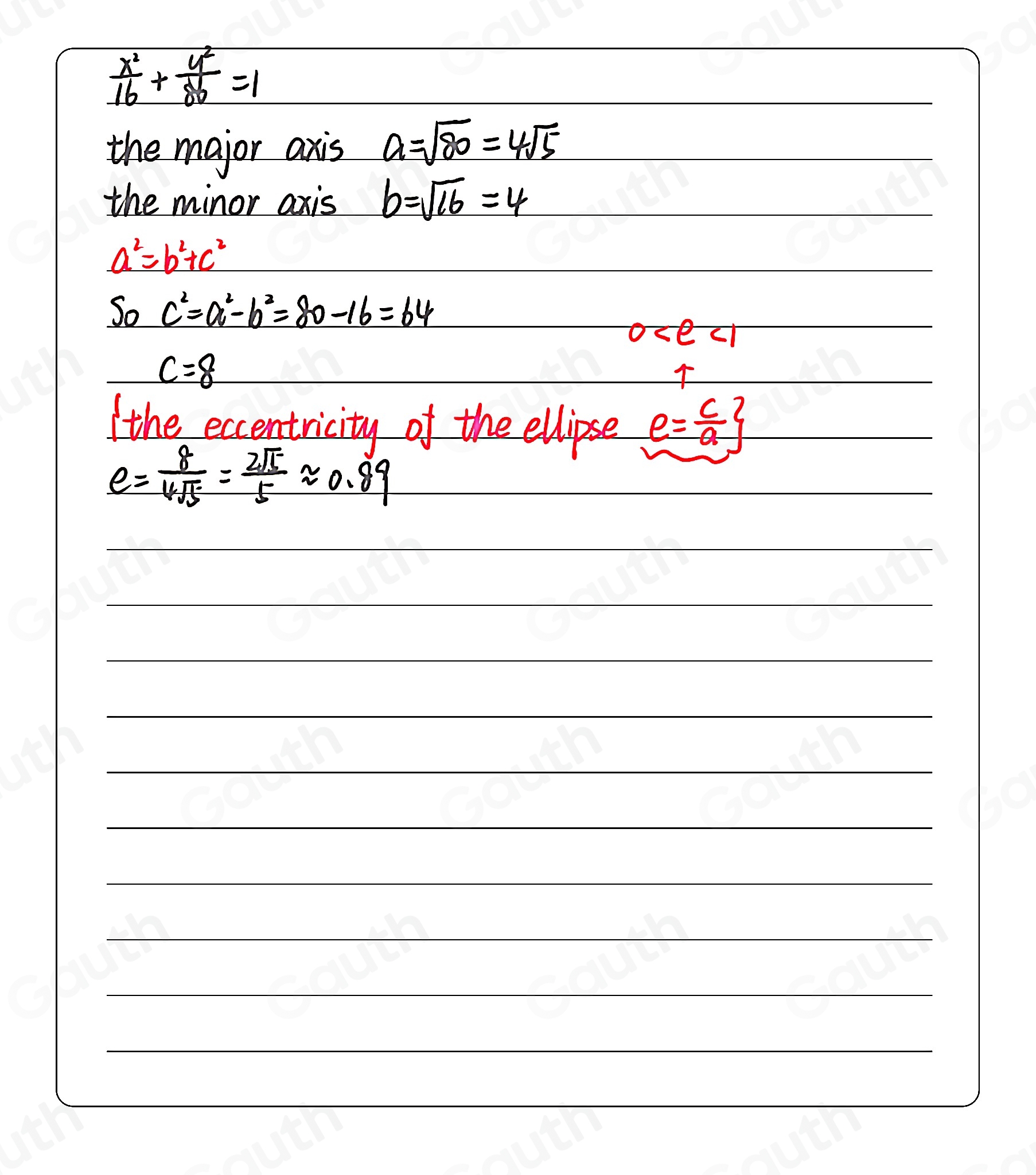 Solved: How does the value of the eccentricity of the ellipse describe ...