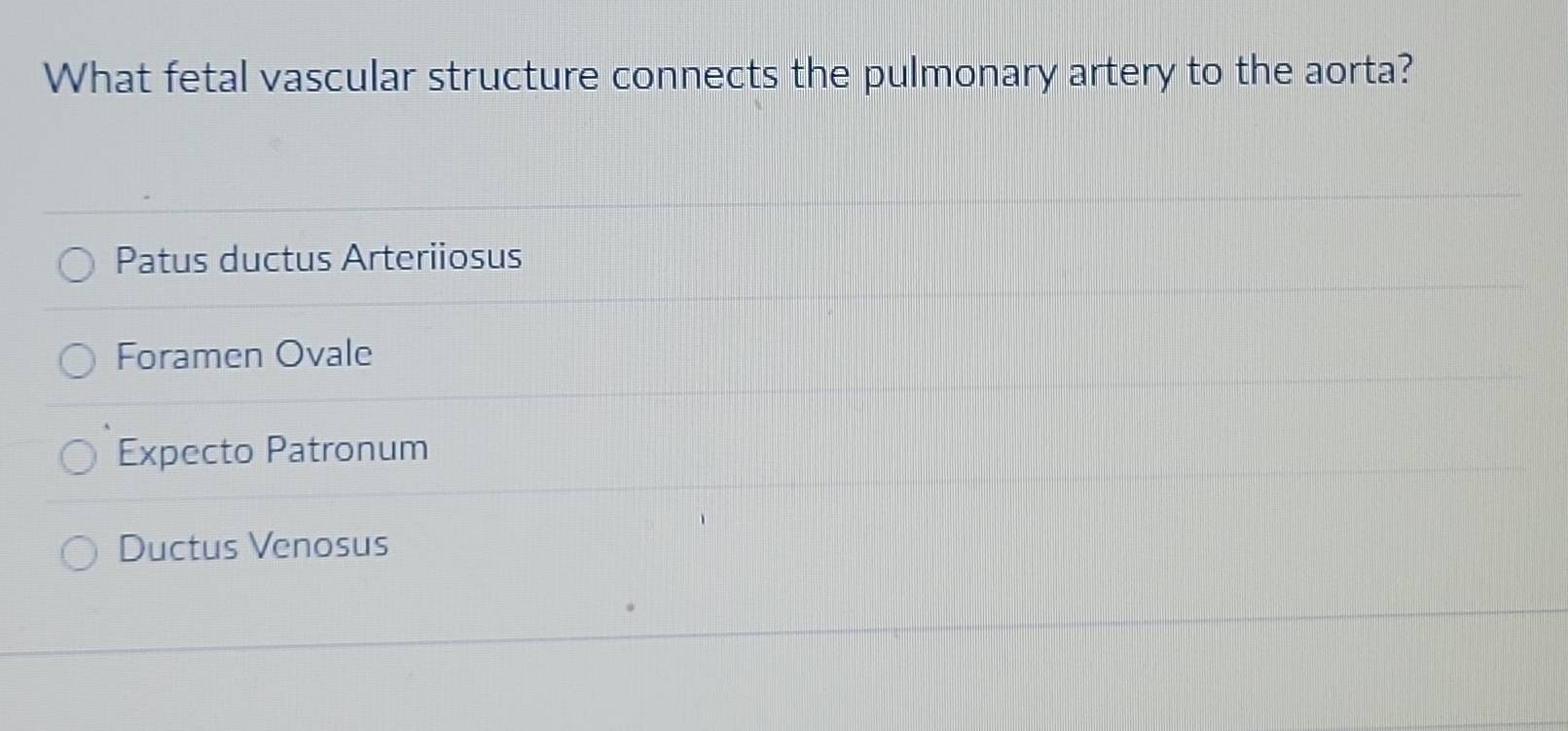 Solved: What fetal vascular structure connects the pulmonary artery to ...