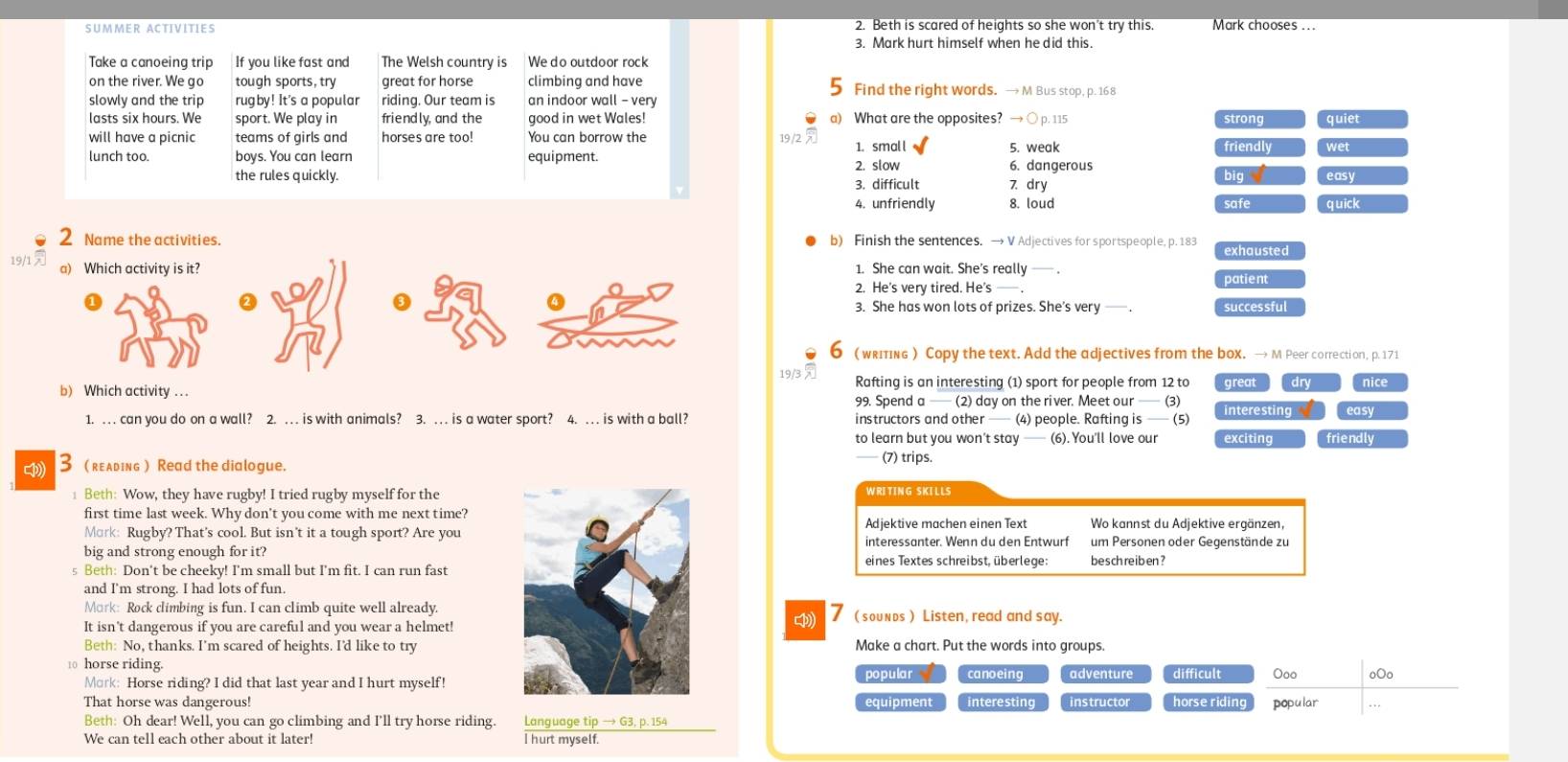 Gelöst:Beth is scared of heights so she won't try this. Mark chooses ...