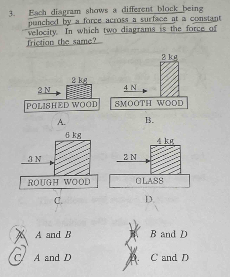 Solved: Each diagram shows a different block being punched by a force ...