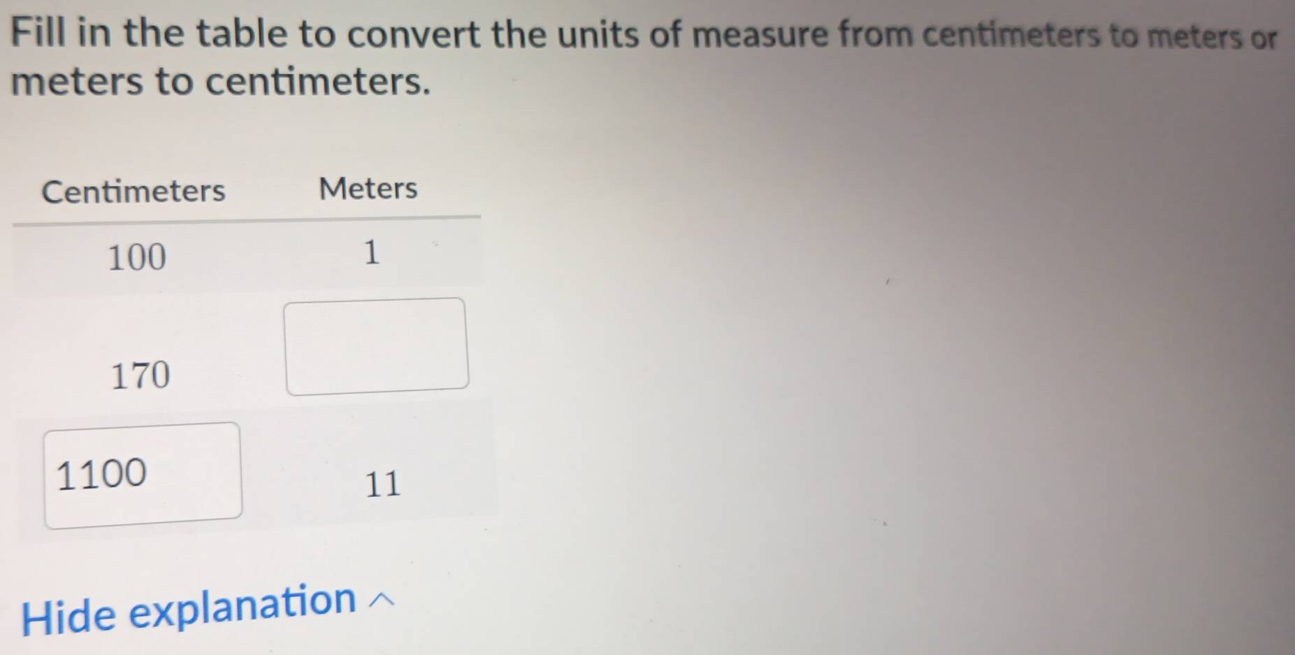 Solved: Fill in the table to convert the units of measure from ...