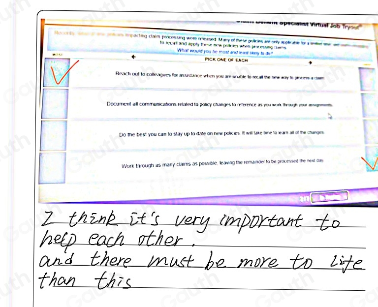 Solved: Claim Benefit Specialist Virtual Job Tryout' Recently, several ...