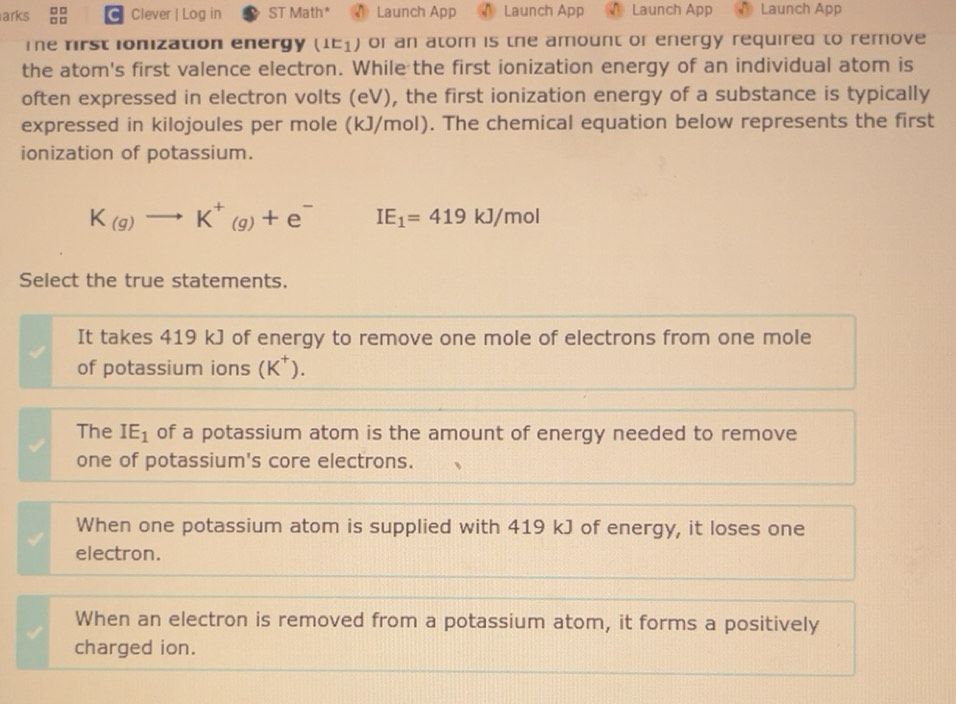 Solved: arks Clever | Log in ST Math* Launch App Launch App Launch App ...