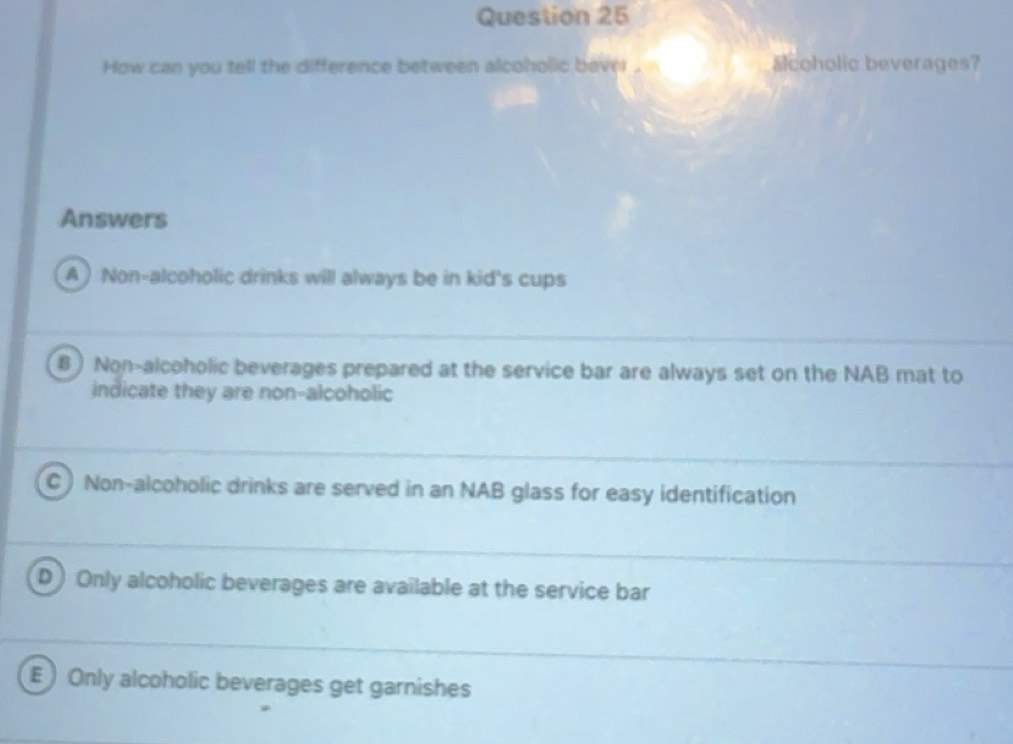 Solved: How can you tell the difference between alcoholic bever ...