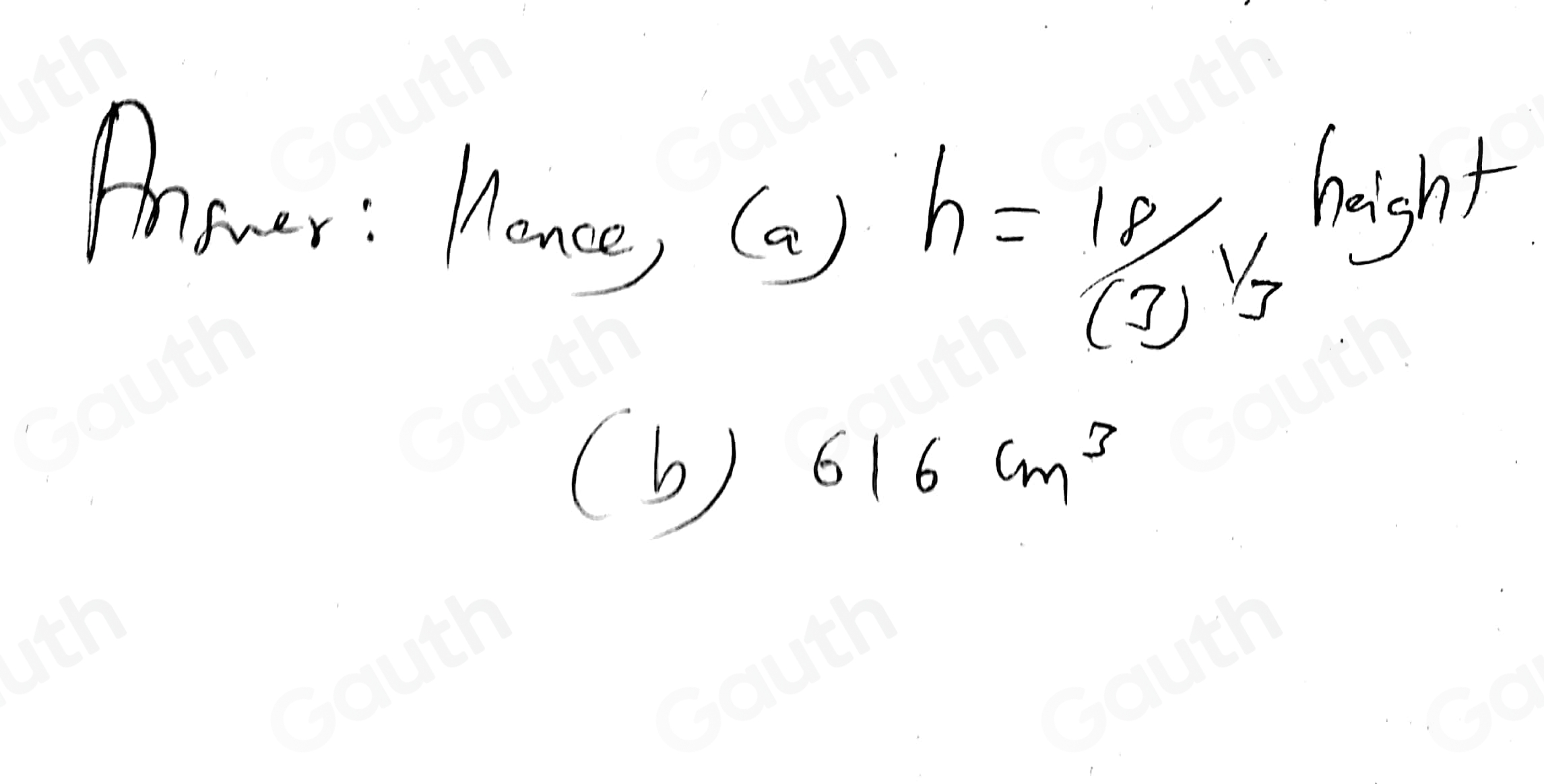 Solved: The diagram shows a liquid container in the form of a cone. The ...