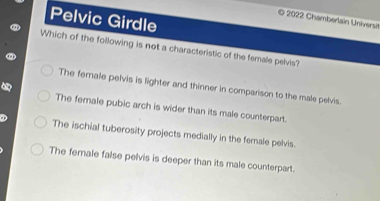Solved: Pelvic Girdle 2022 Chamberlain Universit Which of the following ...