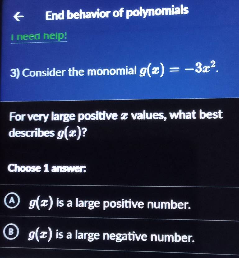 Solved: End behavior of polynomials I need nelp! 3) Consider the ...