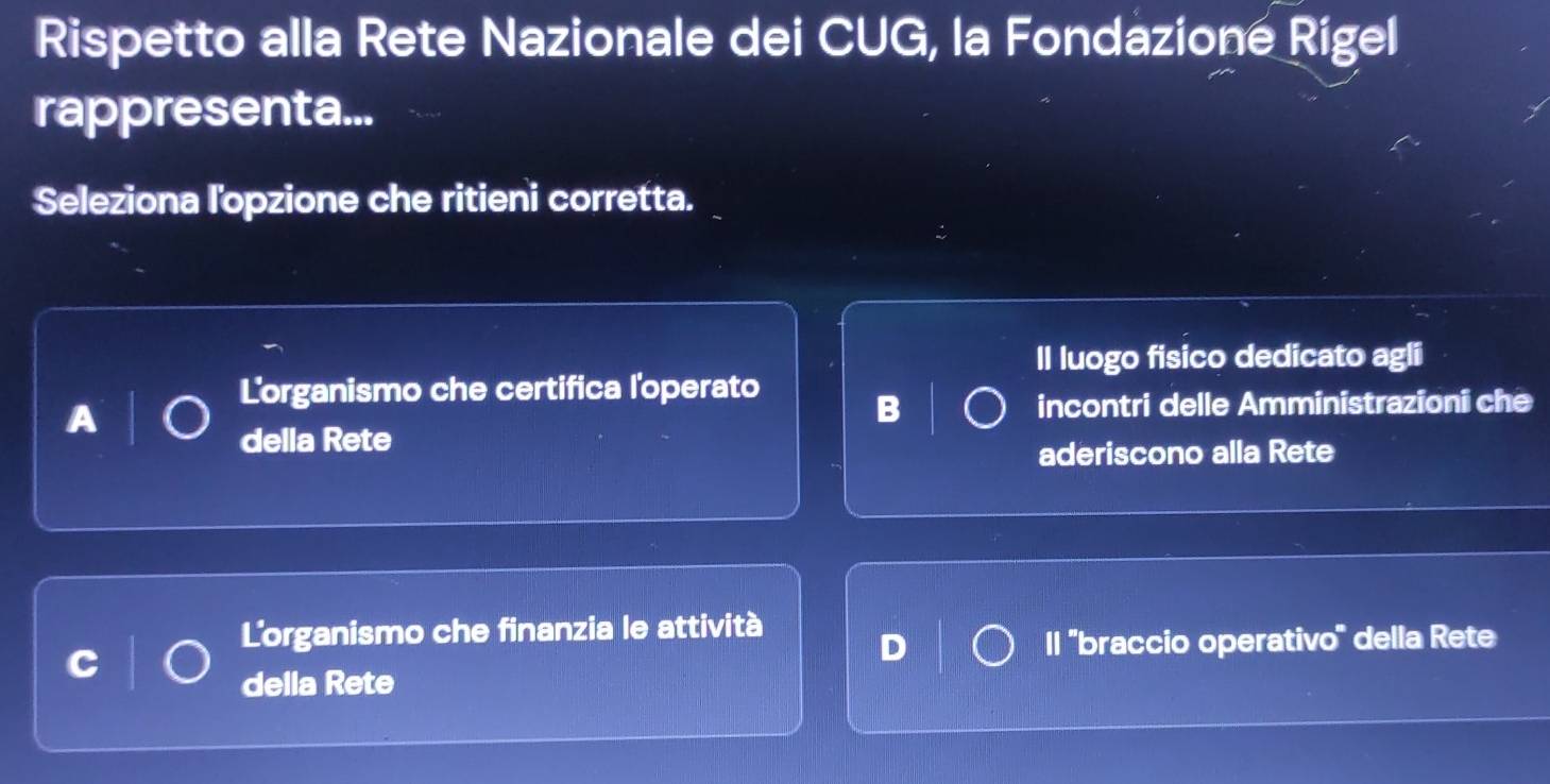 Risolto:Rispetto alla Rete Nazionale dei CUG, la Fondazione Rigel ...