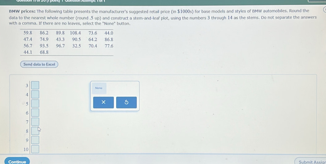 Solved: BMW prices: The following table presents the manufacturer's ...