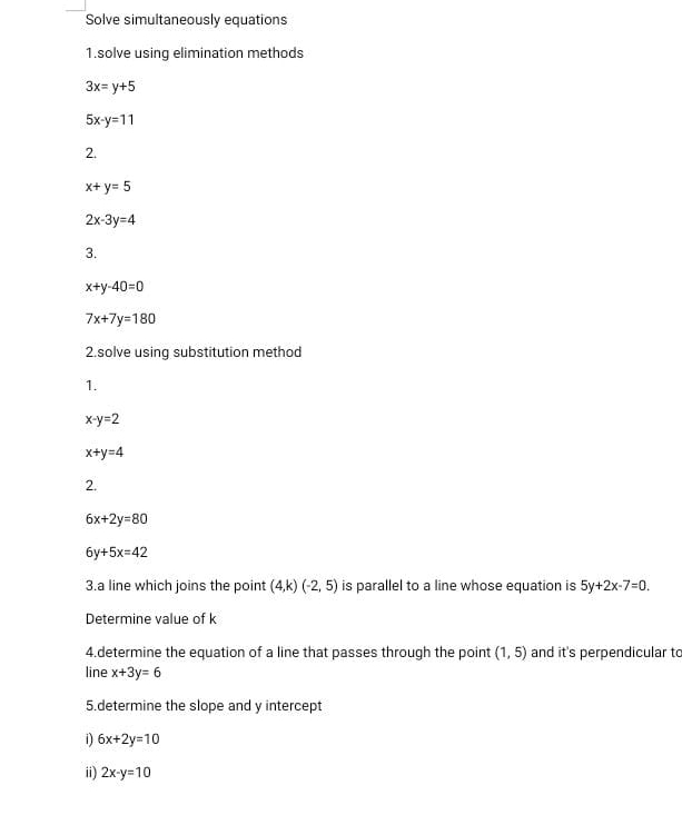 Solved: Solve simultaneously equations 1.solve using elimination ...