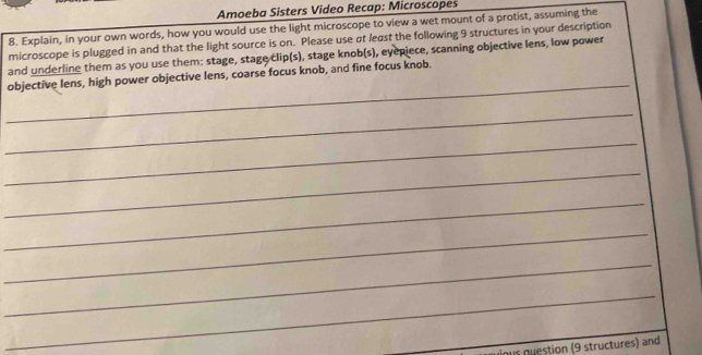 Solved: Amoeba Sisters Video Recap: Microscopes 8. Explain, in your own ...