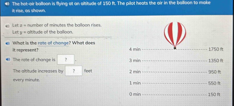 Solved: The hot-air balloon is flying at an altitude of 150 ft. The ...