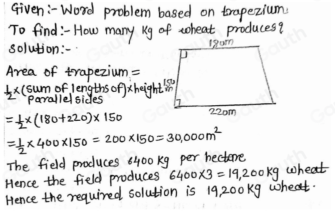 Solved: A farmer has a field that is in the shape of a trapezium. He ...
