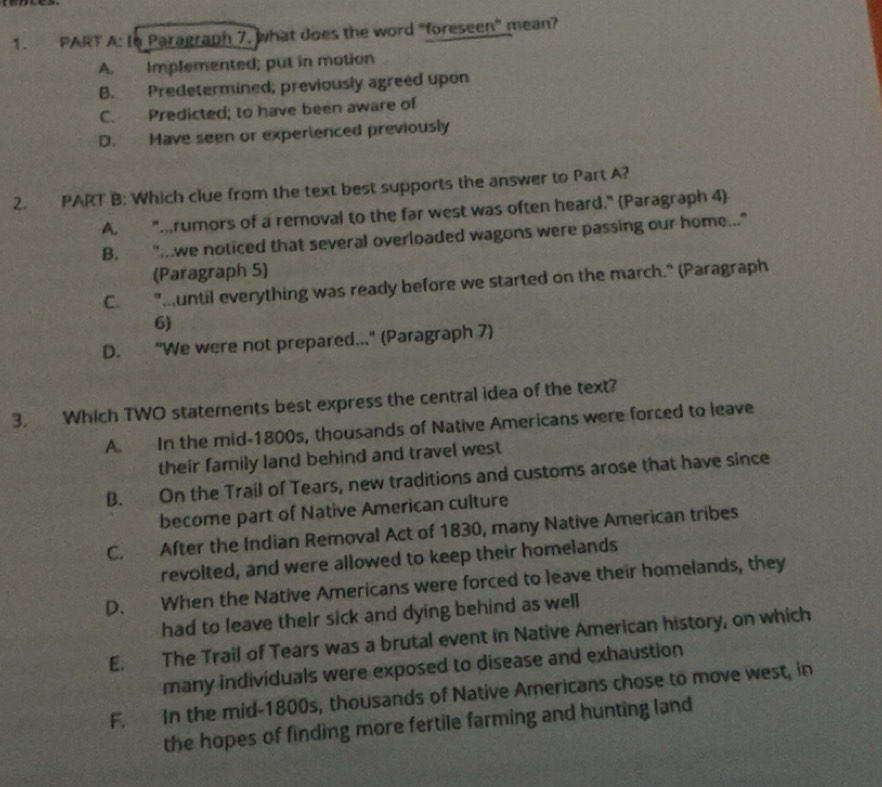 Solved: In Paragraph 7, what does the word "foreseen" mean? A ...