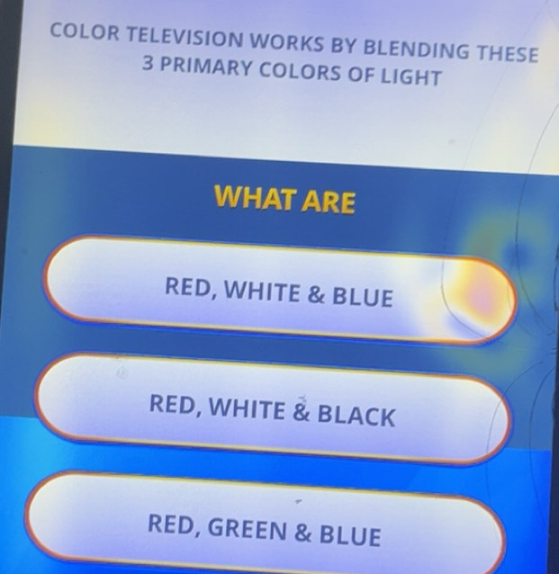 Solved: COLOR TELEVISION WORKS BY BLENDING THESE 3 PRIMARY COLORS OF ...