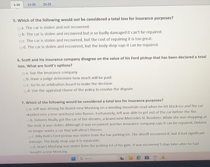 Solved: 1-10 11-20 21-25 5. Which of the following would not be ...