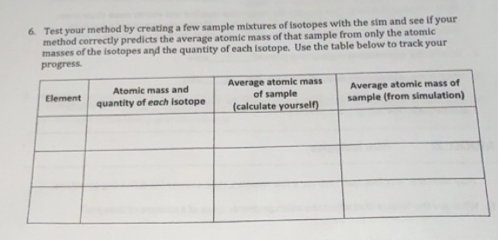 Solved: Test your method by creating a few sample mixtures of isotopes ...