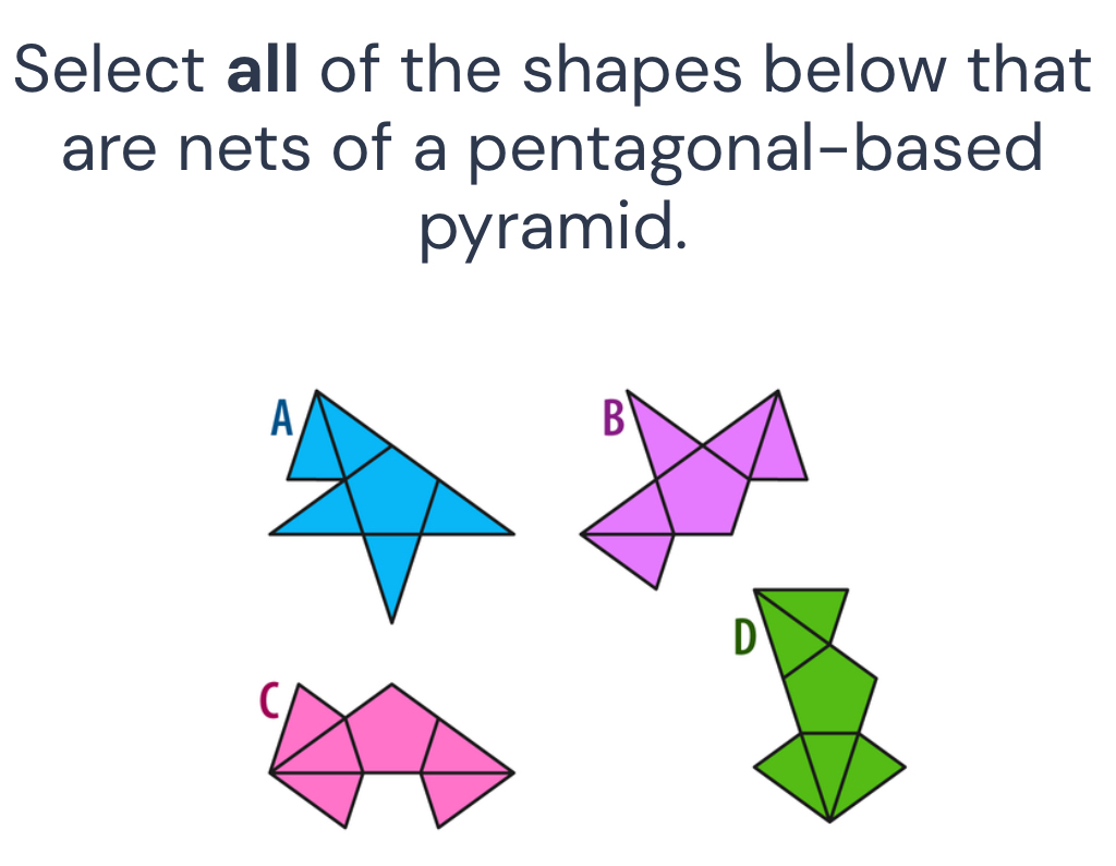 Solved: Select all of the shapes below that are nets of a pentagonal ...