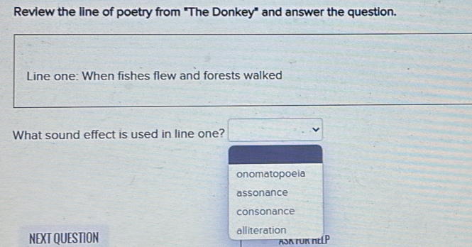 Solved: Review the line of poetry from "The Donkey" and answer the ...