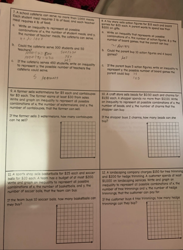 Solved: A school cafeteria can serve no more than 1,000 meals. 8. A toy ...