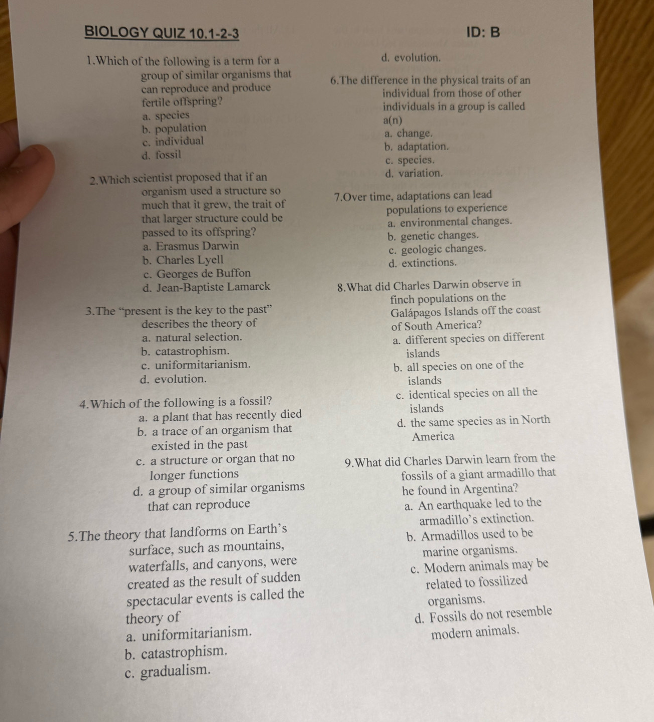 Gelöst:BIOLOGY QUIZ 10.1-2-3 ID:B 1.Which of the following is a term ...