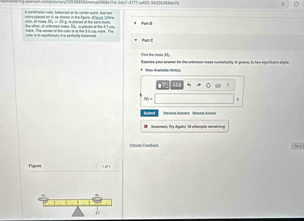 Solved: A centimeter ruler, balanced at its center point, has two coins ...