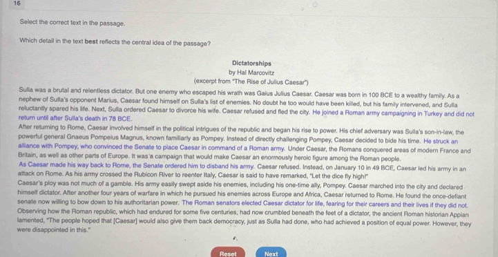 Solved: Select the correct text in the passage. Which detail in the ...