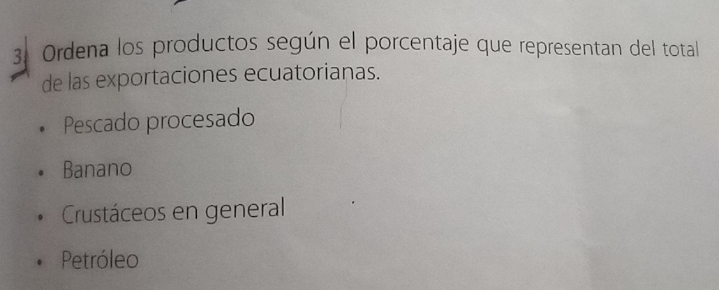 Resuelto:Ordena los productos según el porcentaje que representan del ...
