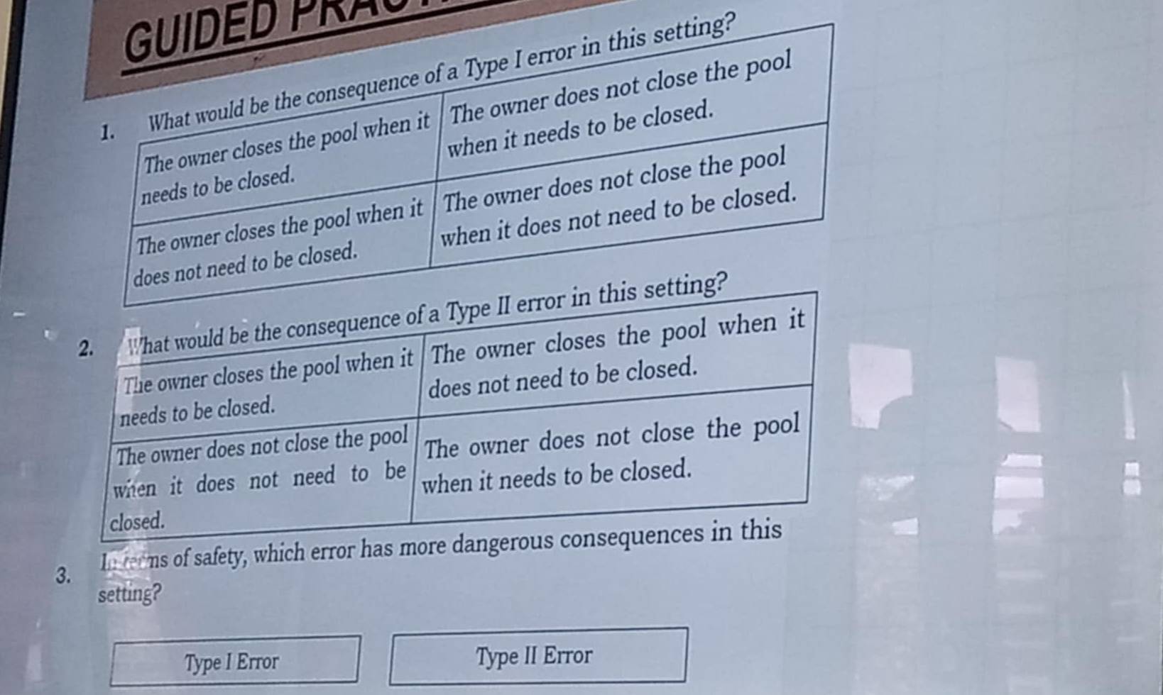 Solved: AC 3. In teems of safety, which error has setting? Type I Error ...
