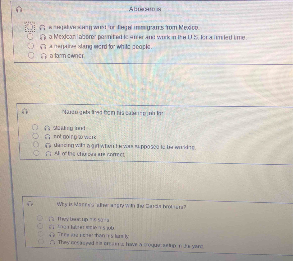 Solved: Abracero is: a negative slang word for illegal immigrants from ...