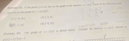 Solved: Exercise #2: If the point (-3,12) lies on the graph of the ...
