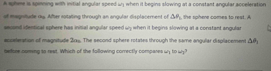 Solved: A sphere is spinning with initial angular speed omega _1 when ...