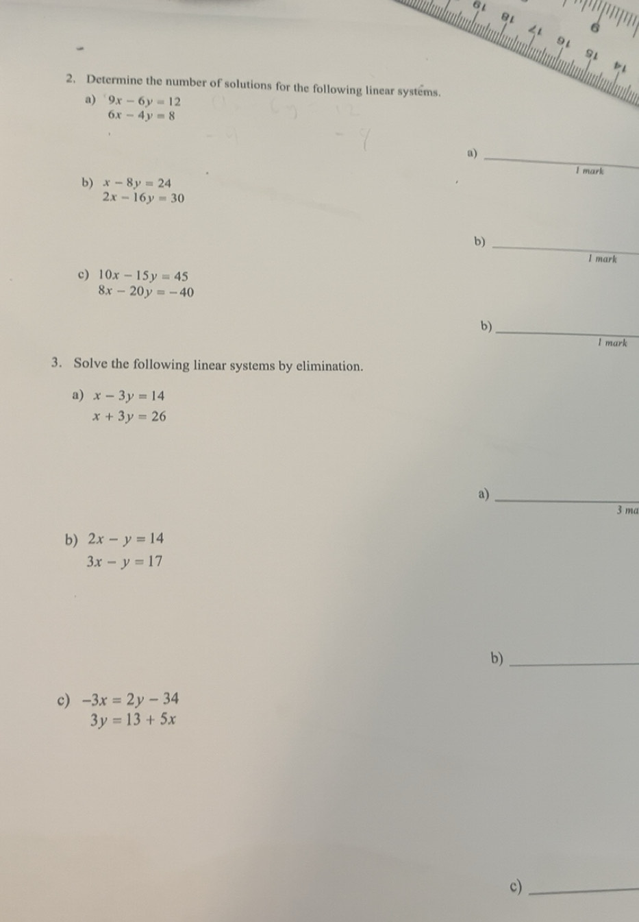Solved: 61 8l 91 91 2. Determine the number of solutions for the ...