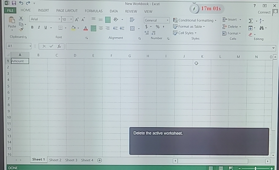 Solved: New Workbook - Excel FILE HOME INSERT PAGE LAYOUT FORMULAS DATA ...