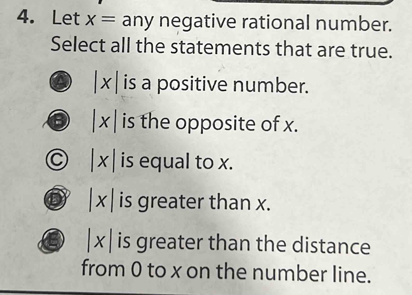 Solved: Let x= any negative rational number. Select all the statements ...