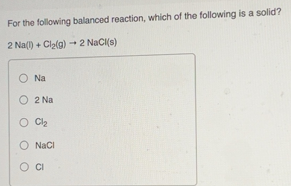 Solved: For the following balanced reaction, which of the following is ...