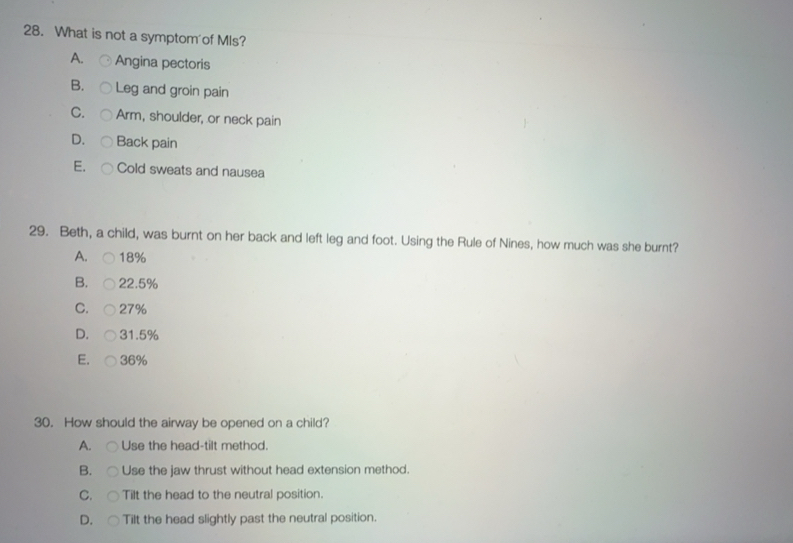 Solved: What is not a symptom of Mls? A. Angina pectoris B. Leg and ...