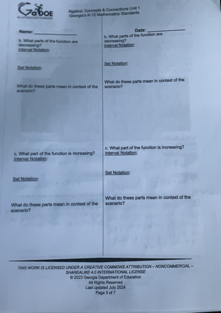 Solved: Gaboe Algebra: Concepts & Connections Unit 1 Georgia's K-12 ...